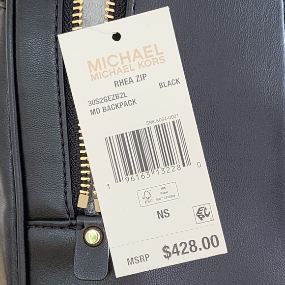 Michael Kors | Bags | Michael Kors Rhea Logo Embossed Md Backpack Black ...